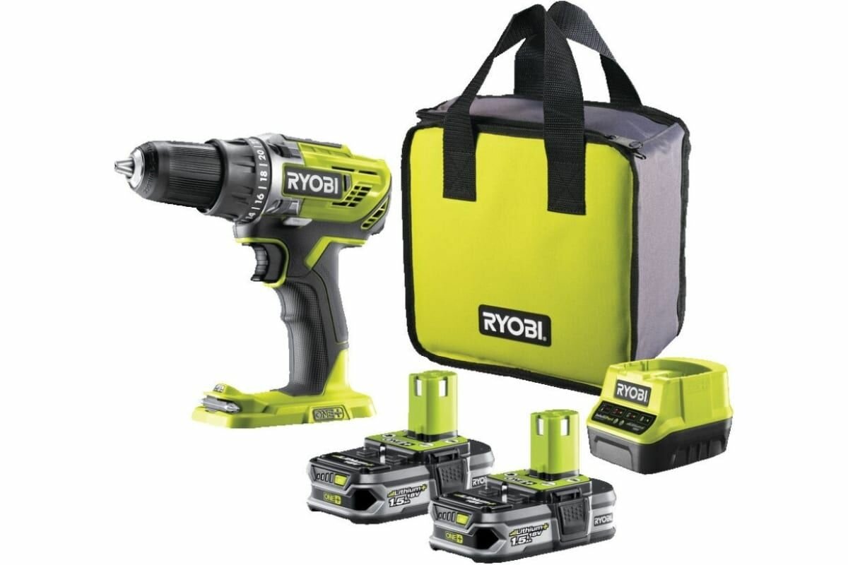 Шуруповерт Ryobi R18DD3-215S, 18В, быстрозажимной патрон, сумка