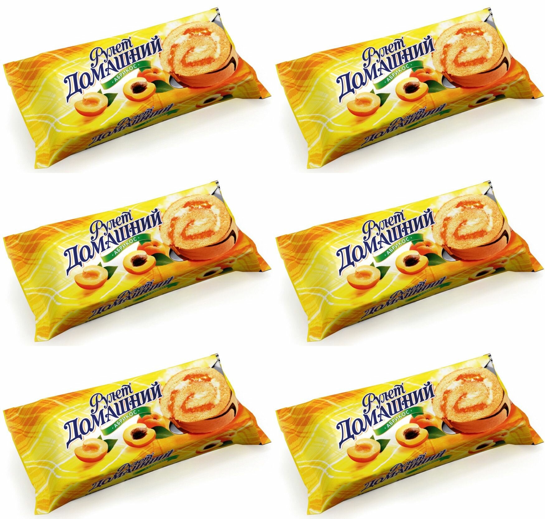 Kovis Рулет бисквитный Домашний абрикос, 150 г, 6 уп