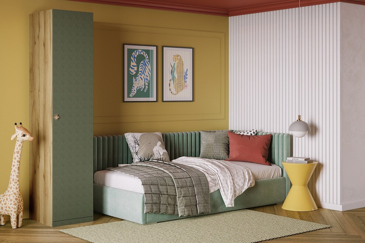 Шкаф распашной МебельЛэнд24 Скарабей - 1 МДФ Пантано 45x52x210 зеленый для одежды однодверный