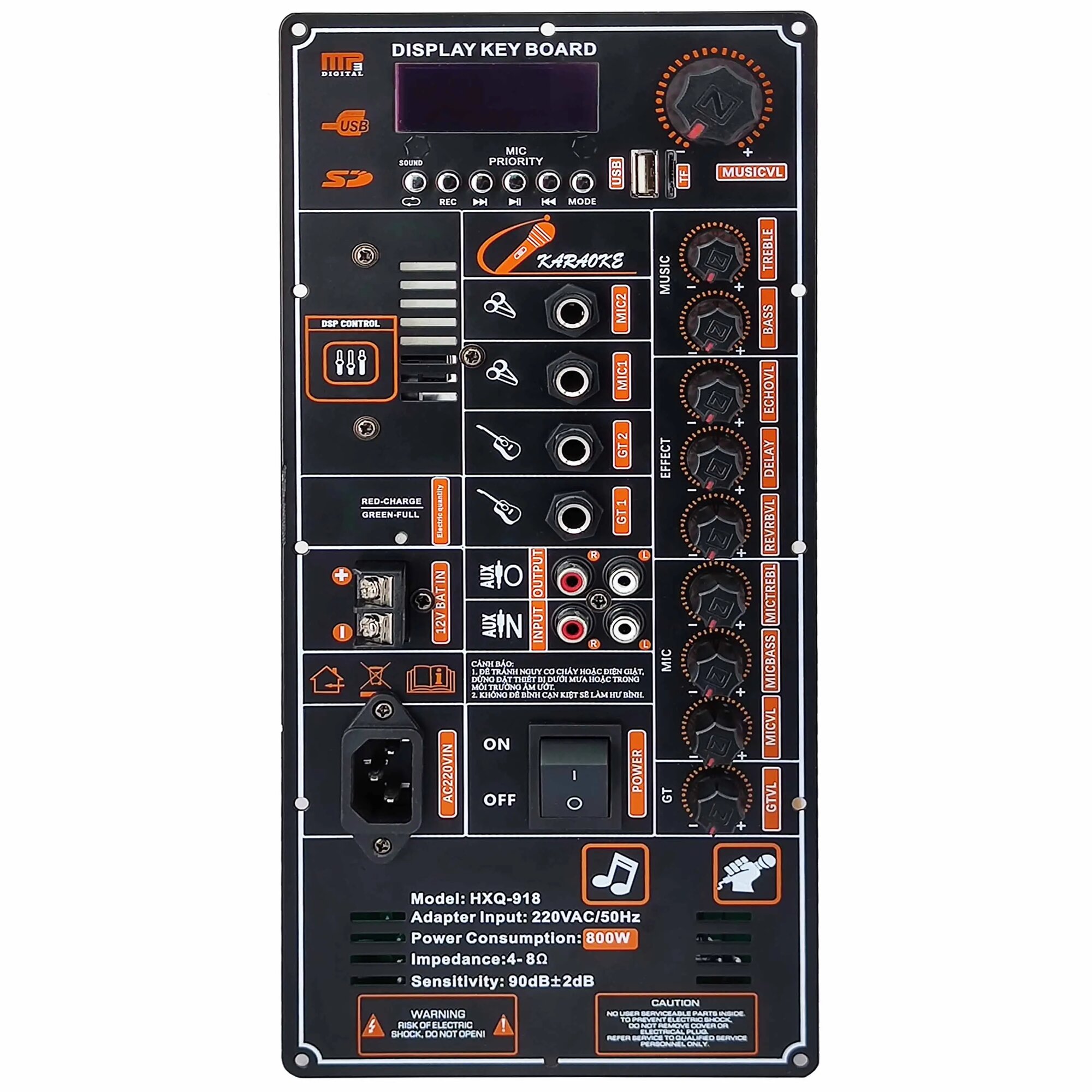 ERZHOU Цифровой усилитель HiFi Bluetooth 400Вт для колонок 8-15 дюймов 1CH 400W, EU Plug in 220V