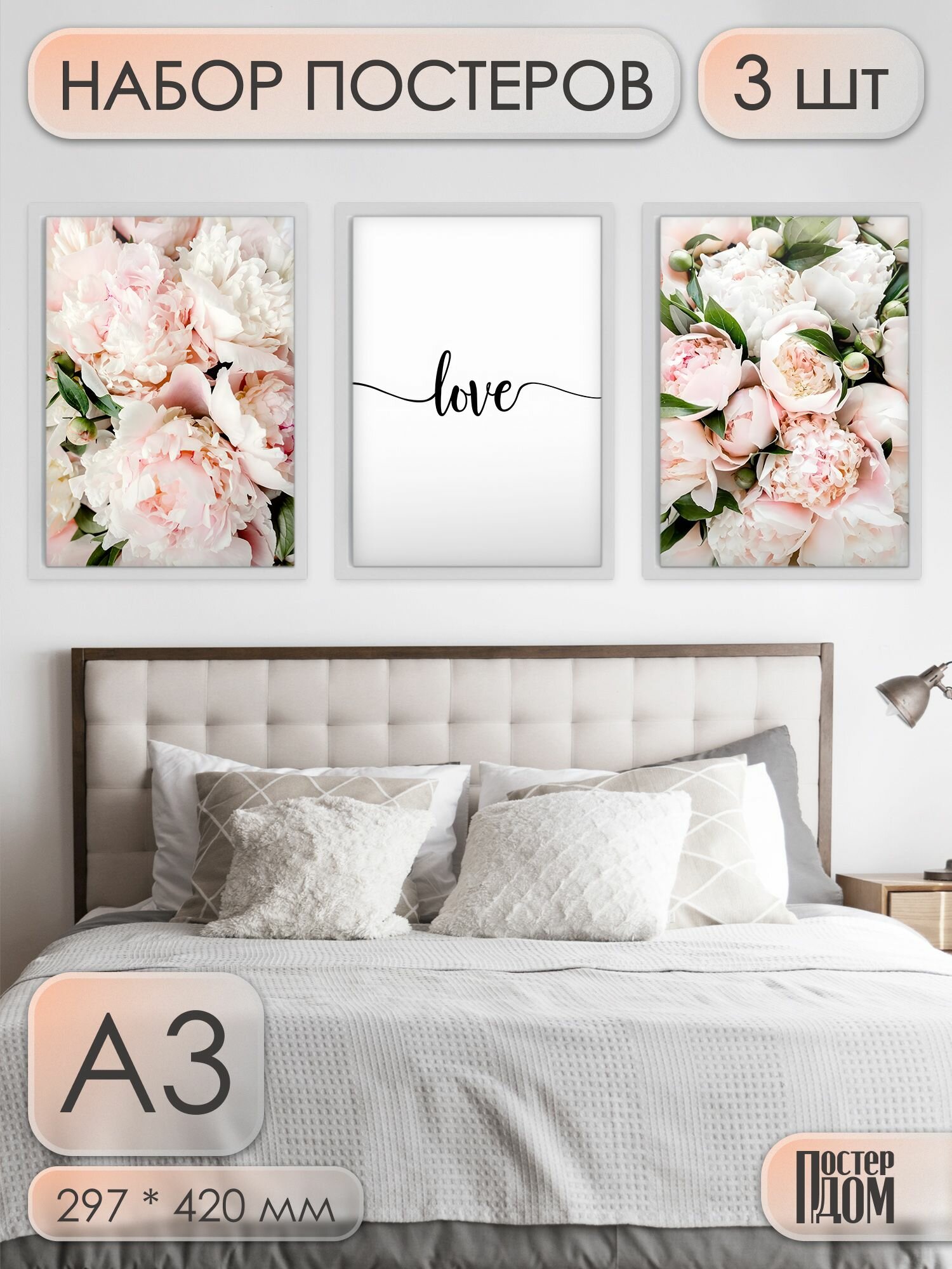 Постеры интерьерные на стену эстетика Пионы