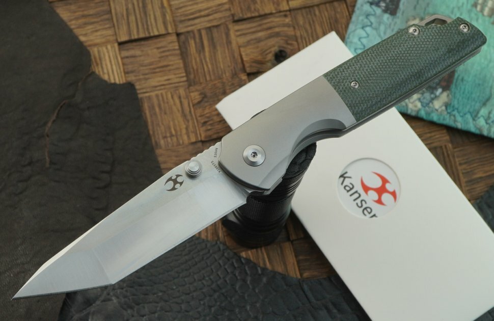 Складной нож Kansept Knives Warrior, сталь CPM S35VN, рукоять титан/зеленая микарта