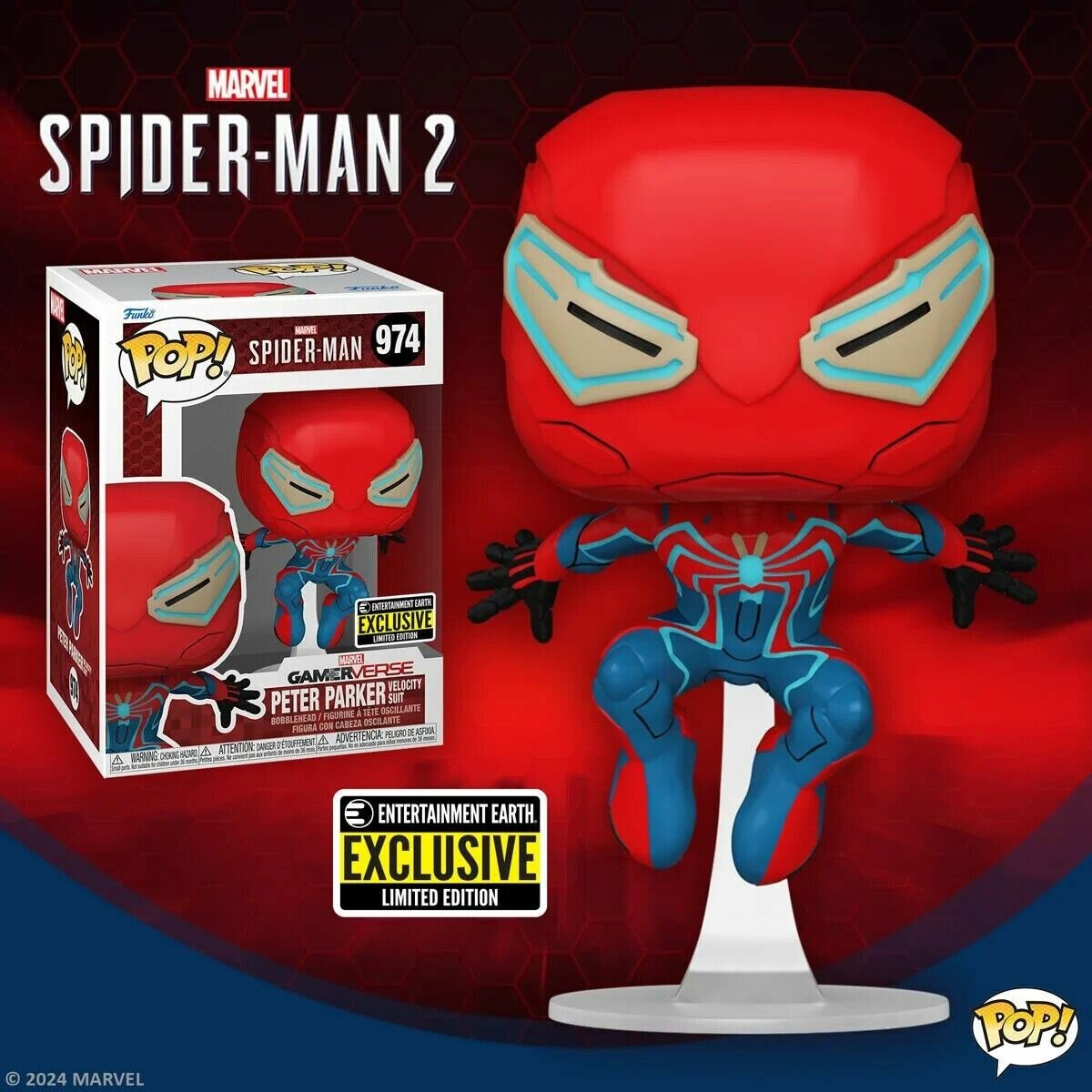 Фигурка Funko Pop! Spider-Man: Peter Parker Velocity Suit (Фанко Поп Питер Паркер 974 из игры Человек-паук 2)