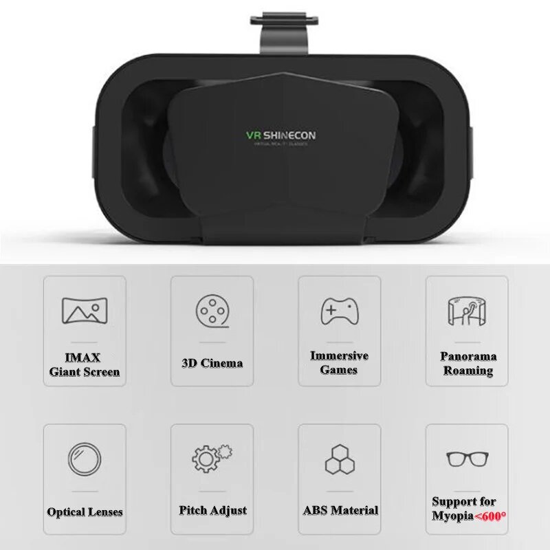 VR-очки Shinecon Для Смартфонов: Гарнитура Виртуальной Реальности С Контроллерами Для Полного Погружения В 3D-изображения И М. — фото 1