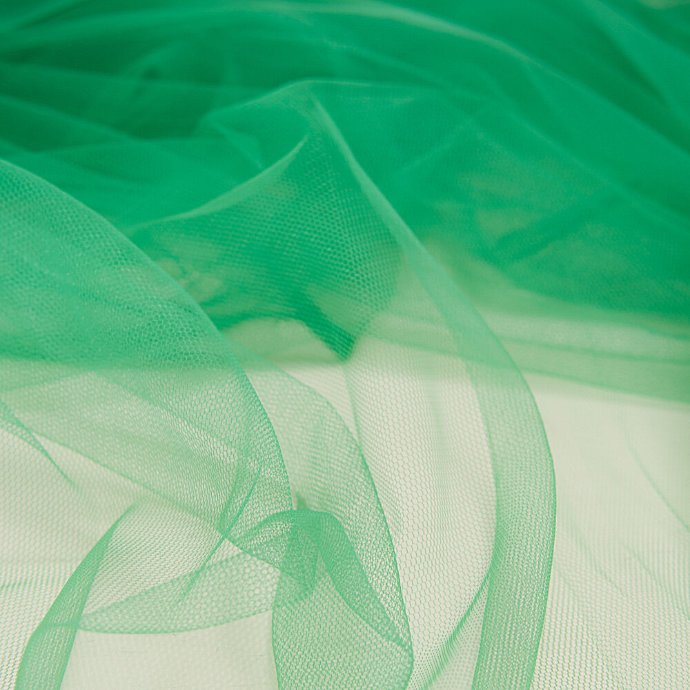 Ткань фатин мягкий зеленый без рисунка (1946)