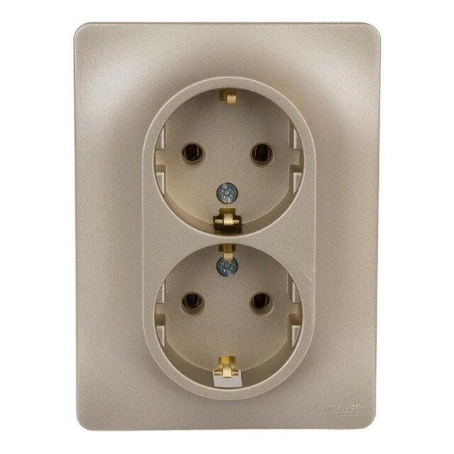 SCHNEIDER ELECTRIC Glossa розетка 2 поста с заземлением, титан, монтаж в стене