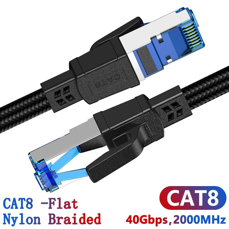 HENGSUR CAT8 Ethernet кабель 40 Гбит/с CAT 8-Flat-Braided, 1m