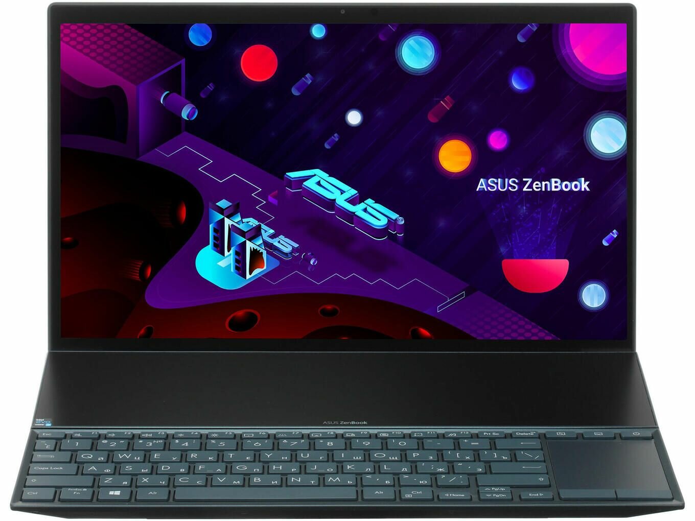 14" Ноутбук Asus ZenBook Duo 14 UX482EA-HY038T (90NB0S41-M02790) синий - 1920x1080, IPS, Intel Core i7-1165G7, ядра: 4 x 2,8 ГГц, 16 ГБ, SSD 1024 ГБ, Intel Iris Xe Graphics, Windows 10 Home
