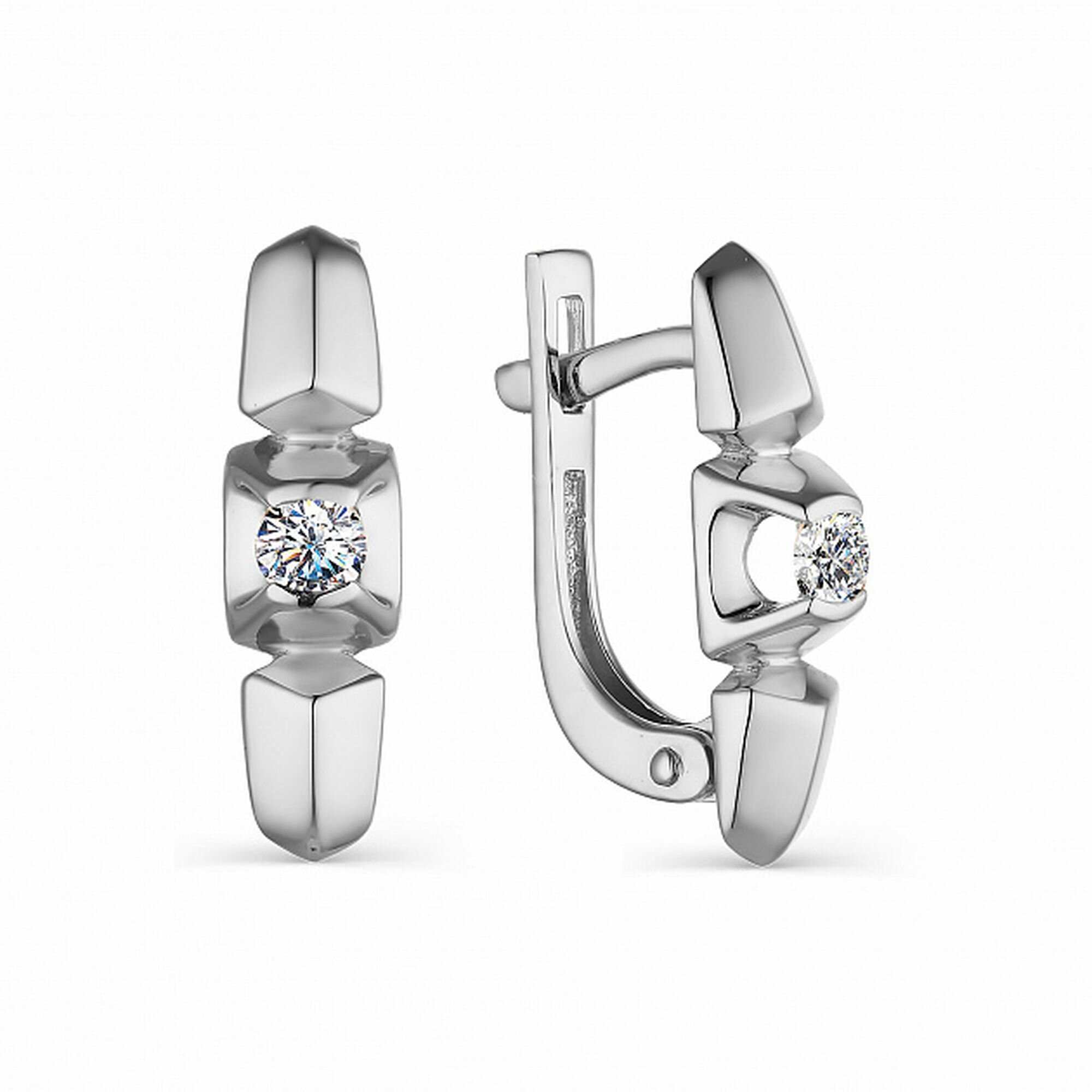 Серьги, белое золото, 585 проба, бриллиант