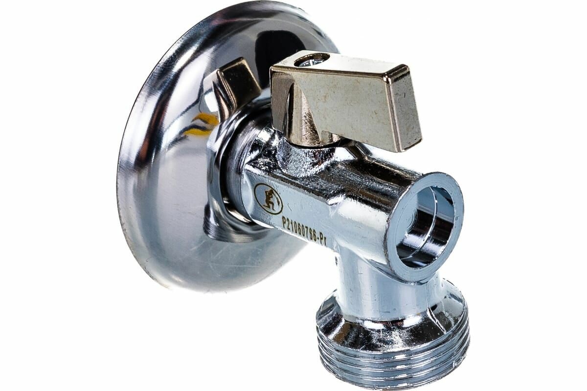 Кран шаровой латунный бытовой хром угловой R614 G1/2"х3/4" Ру10 НР переходной флажок с отражателем Giacomini R614X004