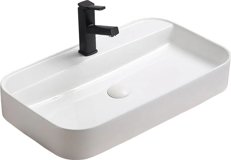 Накладная раковина SantiLine SL-1007 70 накладная, фаянсовая, прямоугольная, раковина для ванной, белая