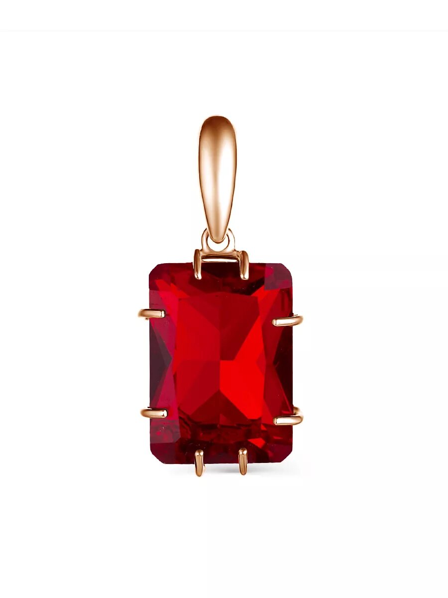 Подвеска, красное золото, 585 проба, бриллиант, рубин