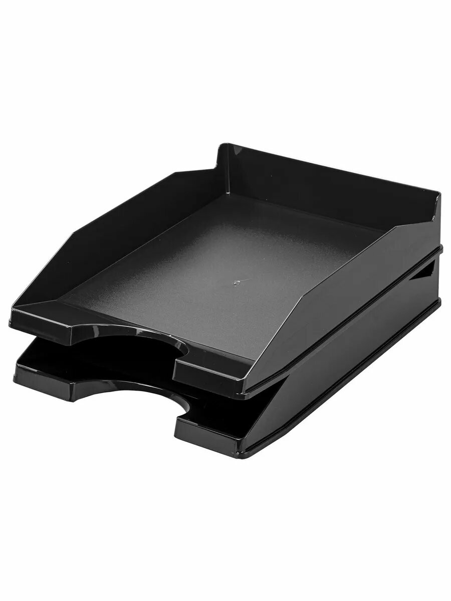 Лоток горизонтальный для бумаг комплект 2 шт, BRAUBERG "Modern", 346х254х61 мм, черный