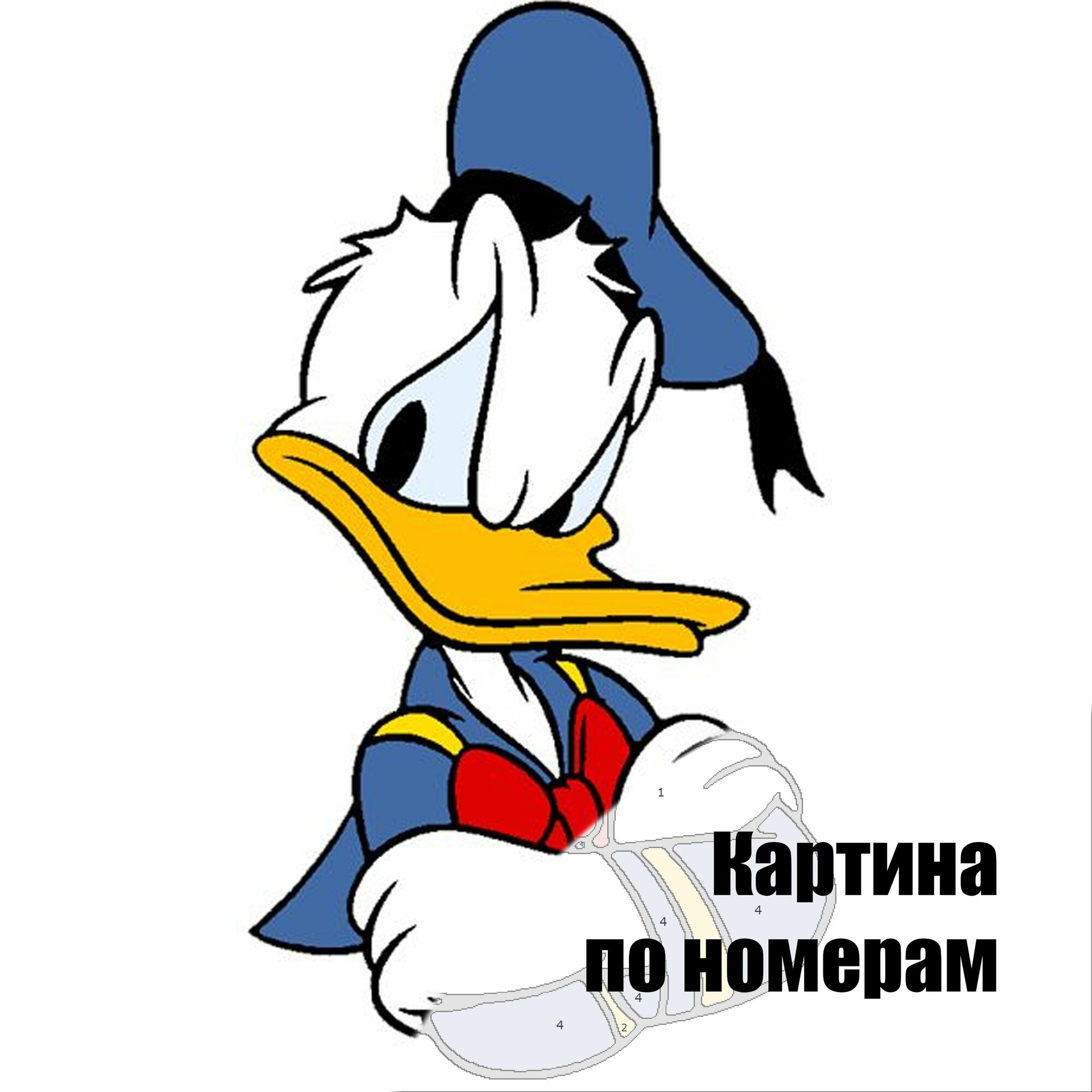 Картина по номерам на дереве 23х23 см - Дональд Дак