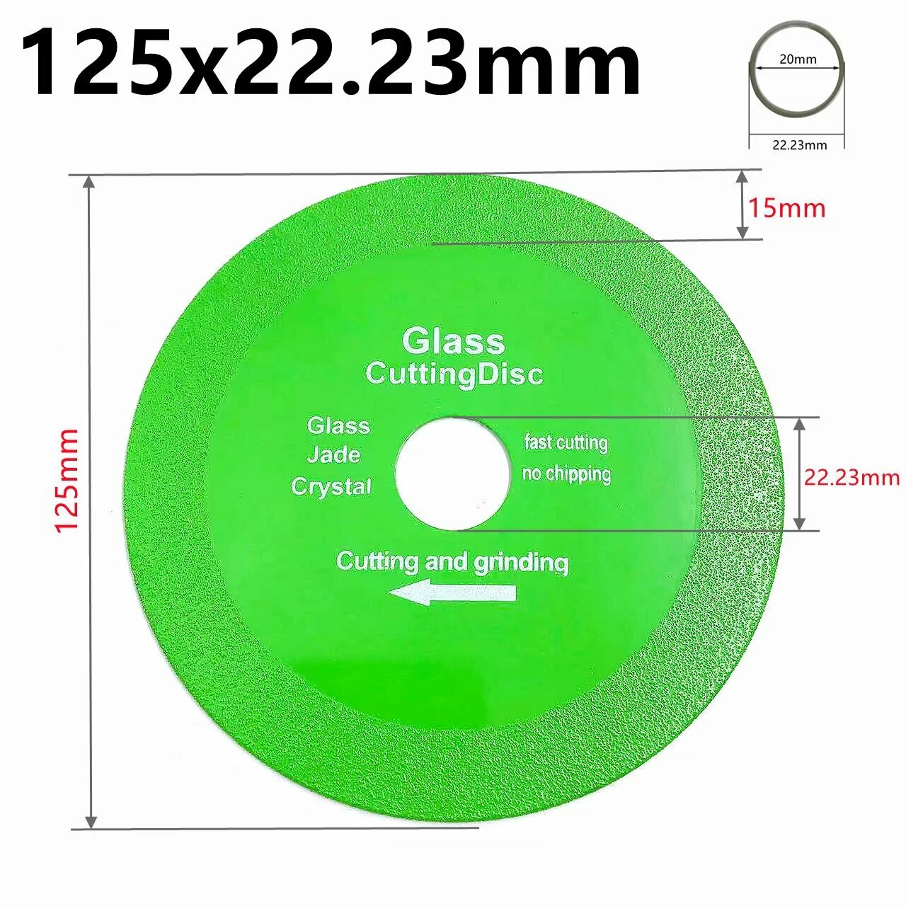 20/22 мм режущий диск для стекла с внутренним отверстием, лезвие 125 мм, нефритовый кристалл, бутылки для вина, шлифовальное лезвие для снятия фаски, режущий диск для стекла 125x22.23mm