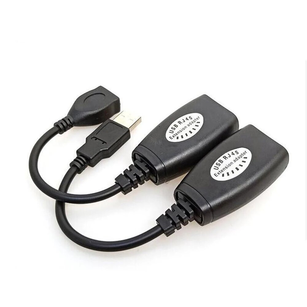 2 шт, удлинитель кабеля USB к RJ45 LAN, на расстоянии до 50 м