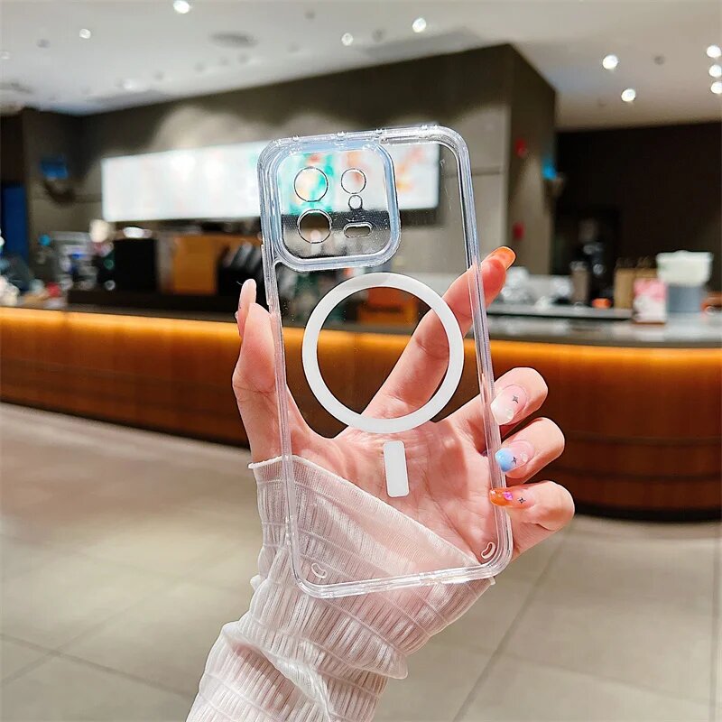 Прозрачный противоударный акриловый магнитный чехол для Magsafe для XiaoMi Mi 14 13 12 11 Ultra 12S 13T Pro, защитный чехол для камеры For Mi 13