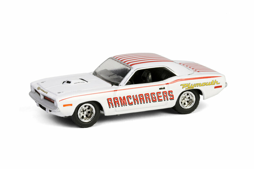 Модель коллекционная GREENLIGHT Plymouth hemi ‘cuda "ramchargers" 1970 white/red (длина модели 6-10 см)