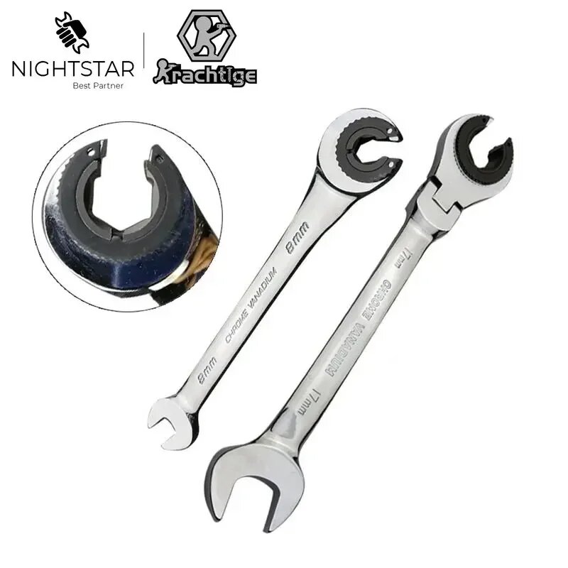Набор гаечных ключей Krachtige 8-19 мм, 10mm(Flex Head)