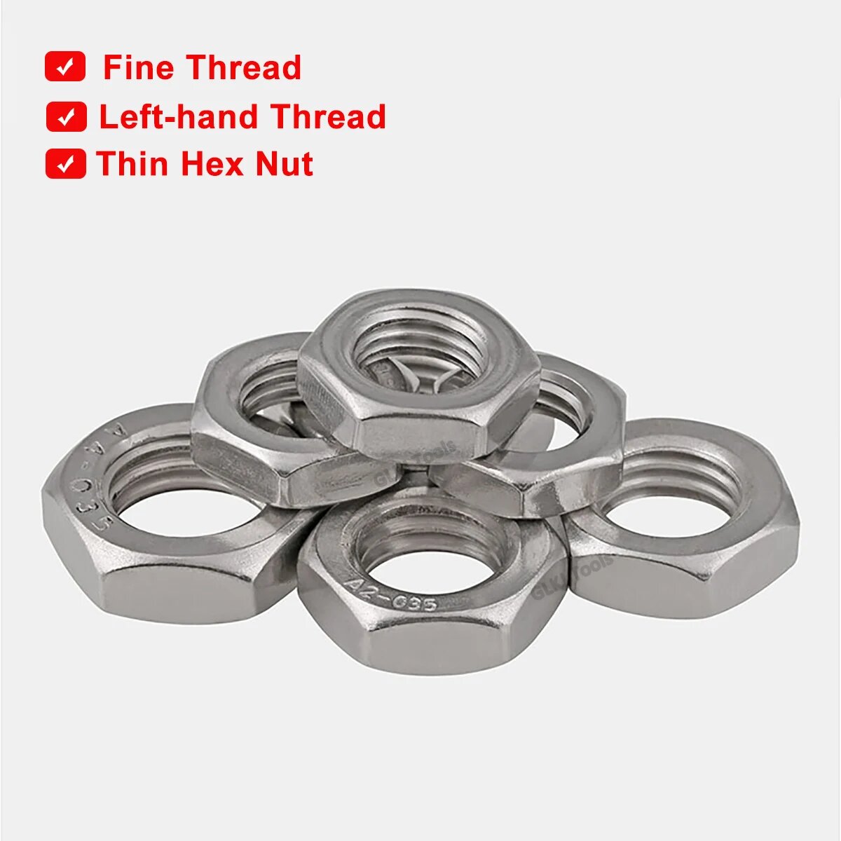 GooBetter тонкие гайки из нержавеющей стали 304 с левой резьбой M8-M24 M22x1.5x11mm - 1pcs