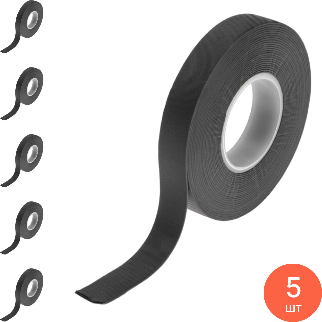 Изолента каучуковая Kranz / Кранз самослипающаяся высоковольтная 0.76x15мм, черная 5м, до 25кВ, KR-09-2512 / защитная лента (комплект из 5 шт)