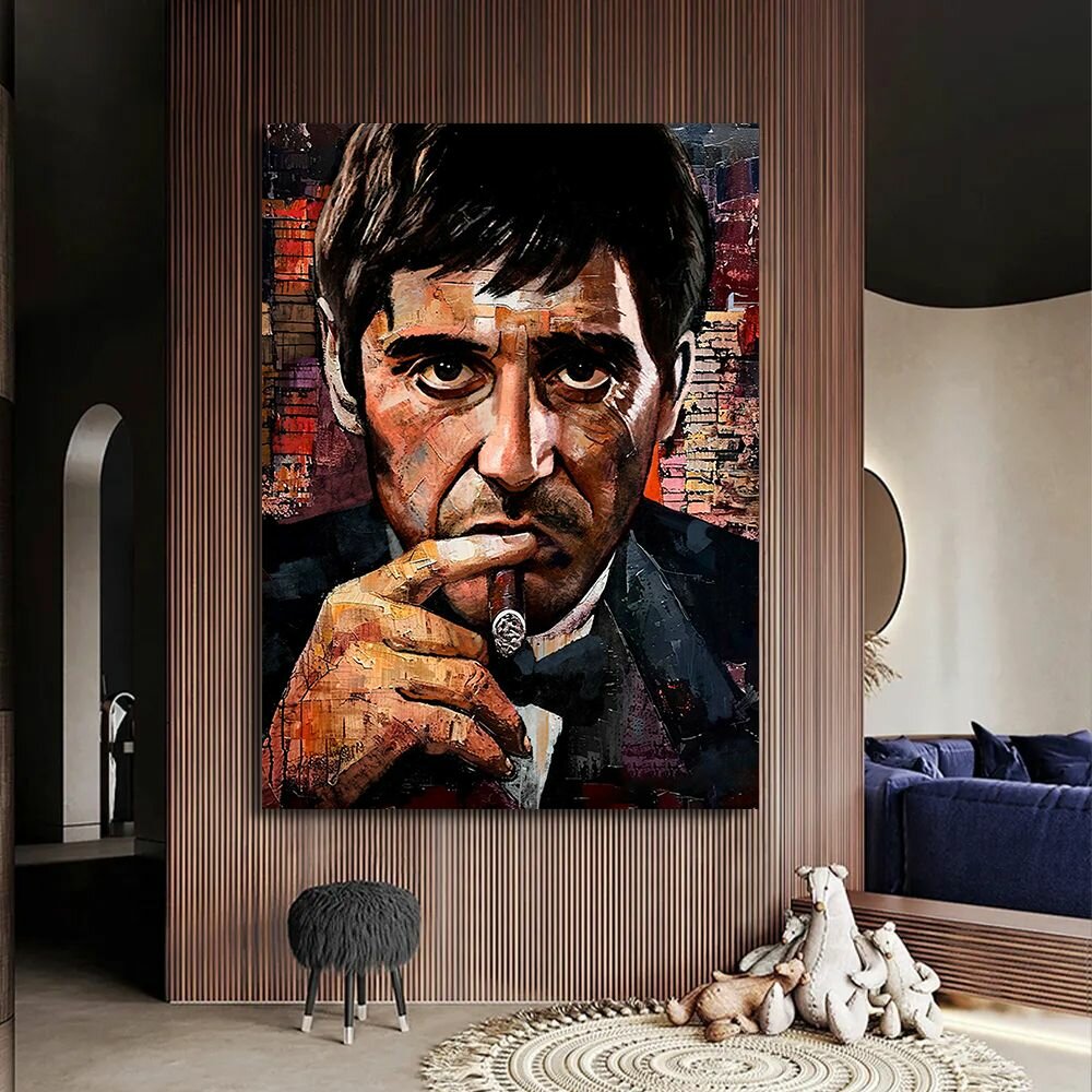 Лицо со шрамом / Тони Монтана - 50х70, Картина в интерьер, постер на стену, Scarface