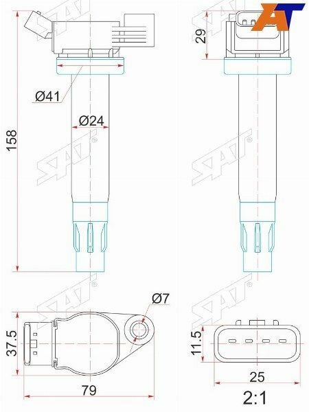 . SAT Катушка зажигания для TOYOTA KLUGER/HIGLANDER MCU2_/RX300/330/350 MCU3_ 03- 3MZ-FE