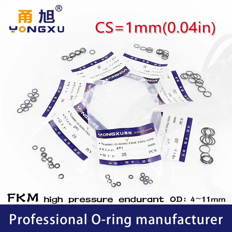 Уплотнительные кольца FKM, черные, 20 шт, диаметр 1 мм 4x2x1mm, 40pieces