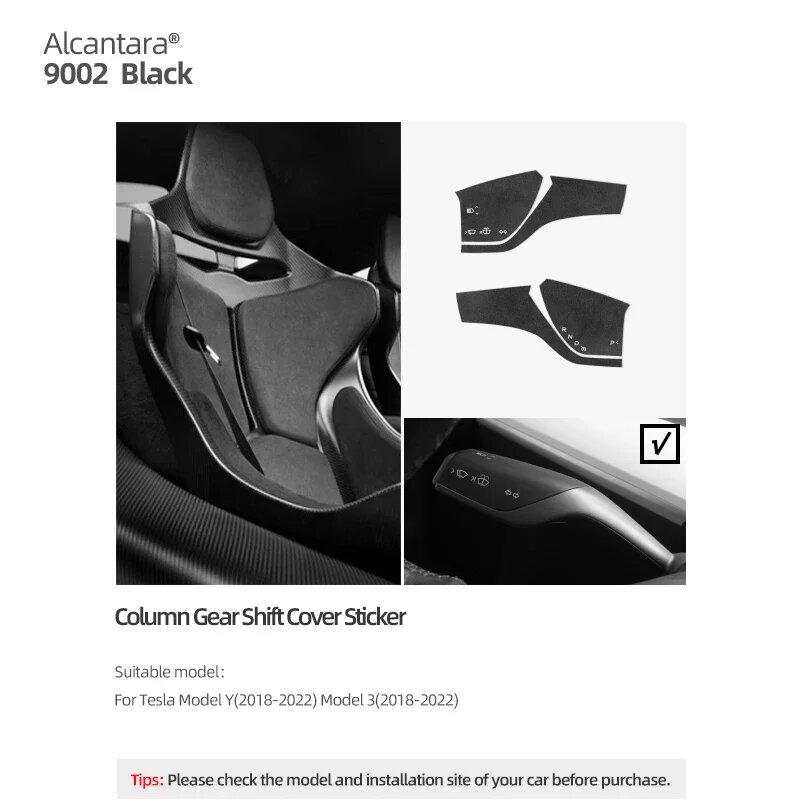 Изготовлен из алькантары для Tesla Model 3 Model Y 2018-2022, наклейка на руль, 9002 black
