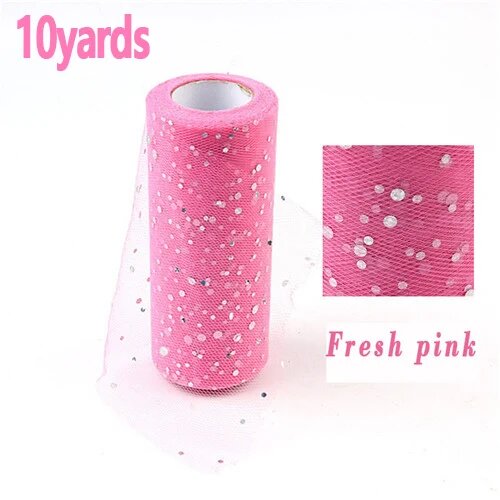 Ширина 15 см, 10/25 ярдов, блестящий тюль с блестками, рулон, катушка-пачка, свадебное украшение, органза, лазер, сделай сам, ремесло, принадлежности для дня рождения Розовый, Fresh pink 10yards