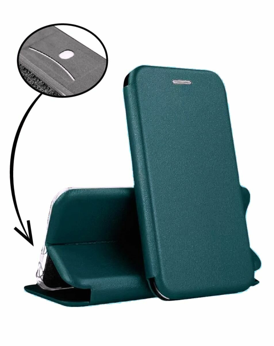 Samsung Galaxy A6 Plus A6+ 2018 j8, j8+ j800 a605 тёмно-зелёный чехол-книжка для самсунг галакси а6 плюс а6+ Fashion Case книга футляр обложка