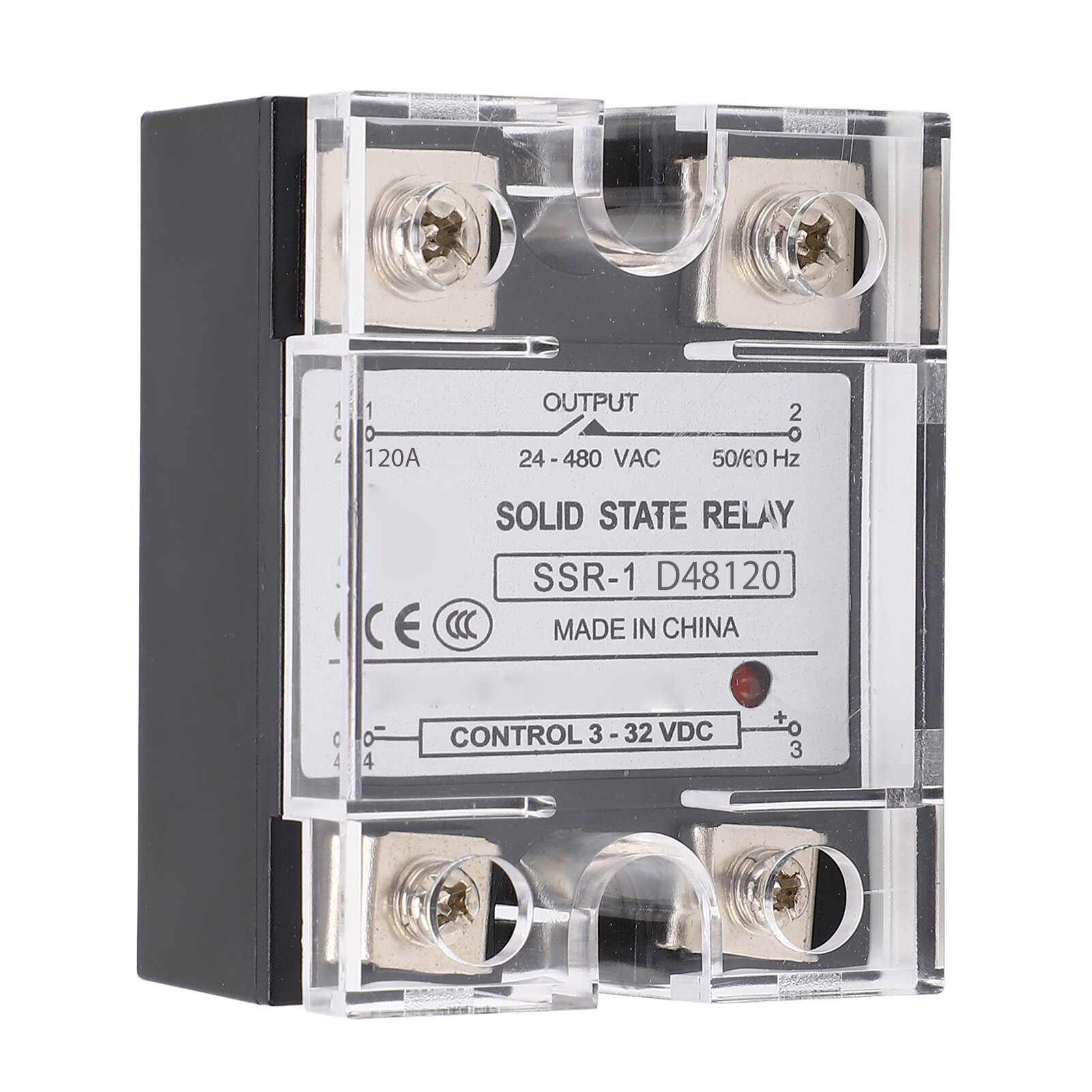 Модуль твердотельного реле постоянного тока для управления переменным током, максимальное напряжение нагрузки 480 В, преобразователь постоянного тока в переменный ток, 120 А, 24–480 В переменного тока.