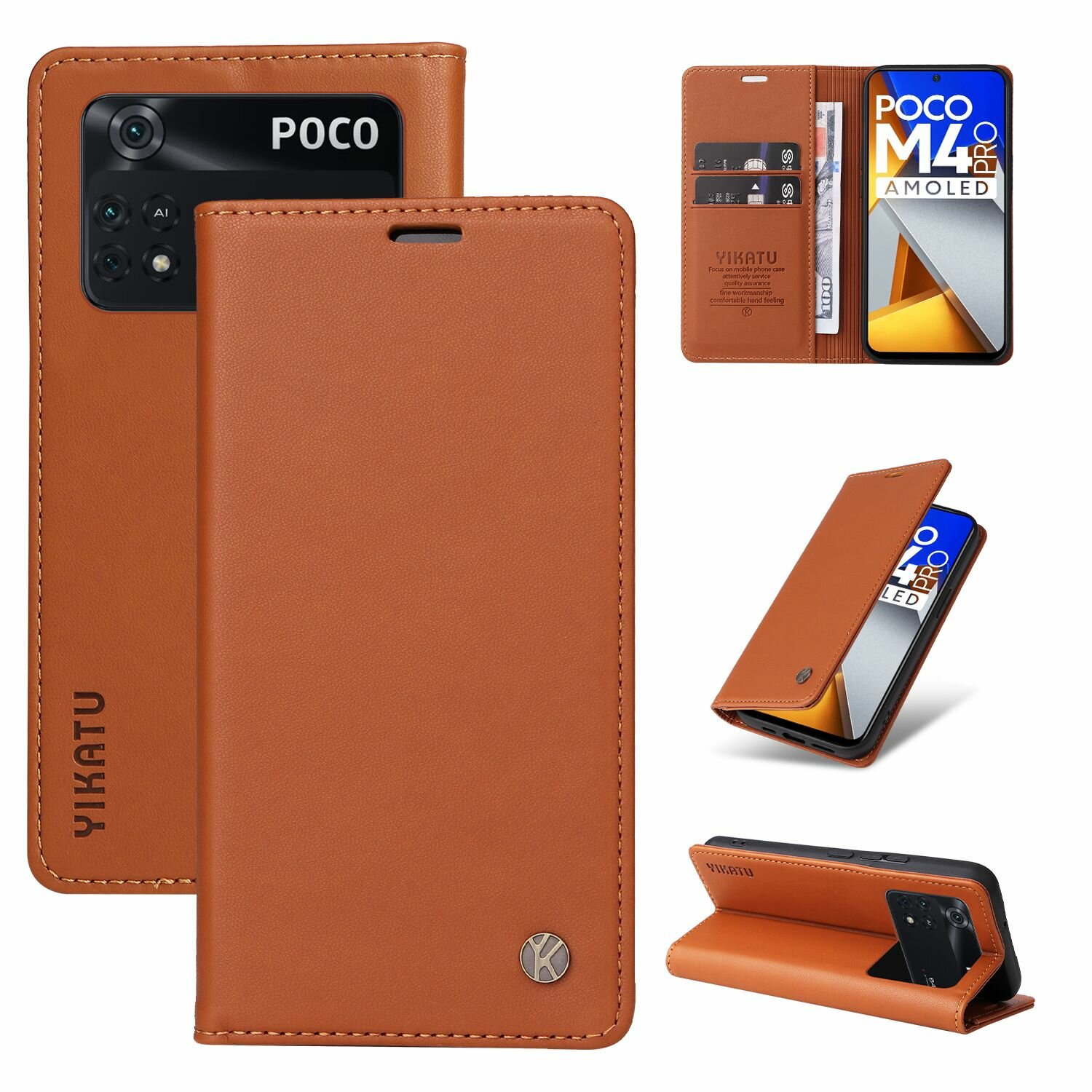 Кожаный флип-чехол для Xiaomi poco M4 Pro 4G (Сяоми Поко M4Про 4Джи) с магнитом, отделением для карт и отделением для бумажника