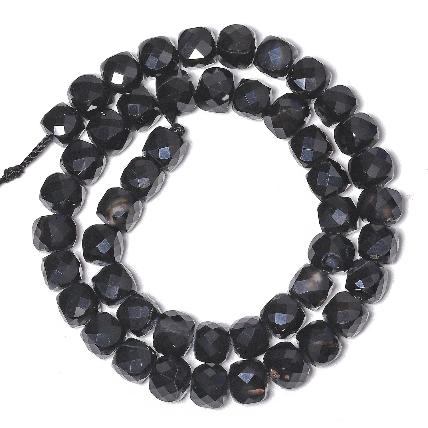 Черные граненые бусины из агата, 45-47 шт