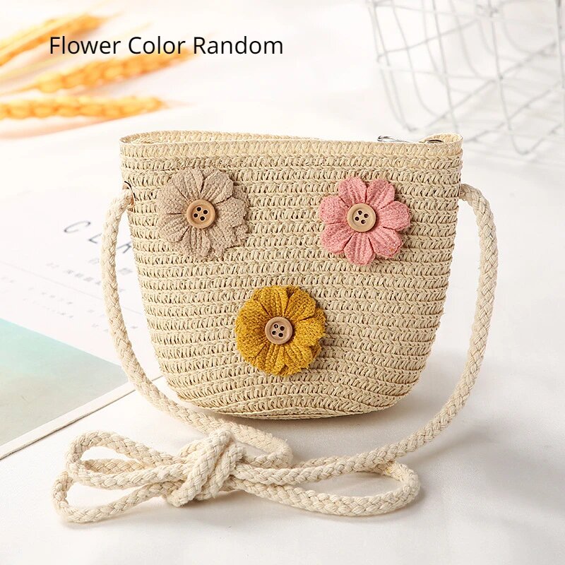 Новинка 2022, летняя детская сумка на плечо для девочек, соломенная сумка с цветком ромашки, сумка-мессенджер, детский кошелек с ключами, милая мини-сумочка принцессы Bg3flower