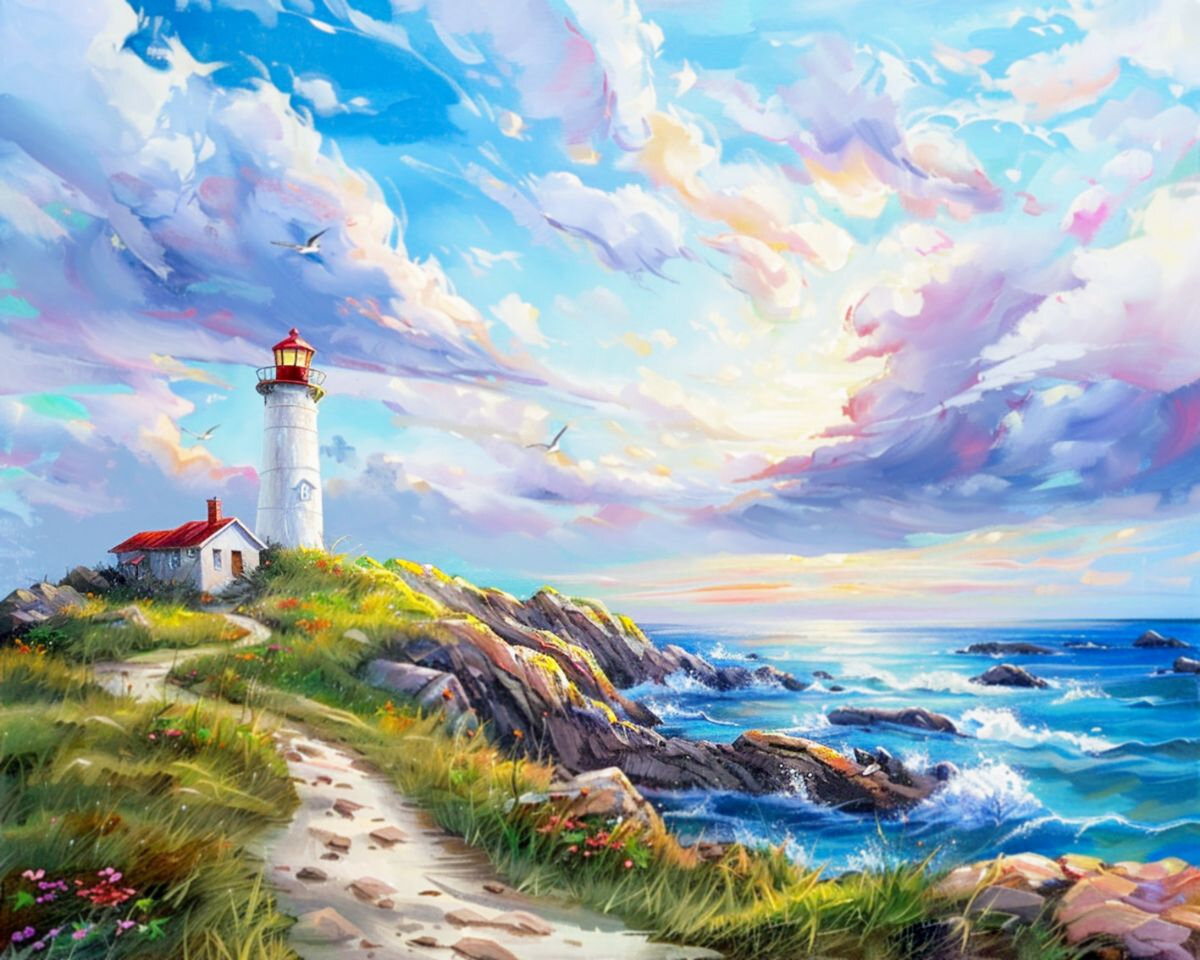Картина по номерам маяк на море 40х50