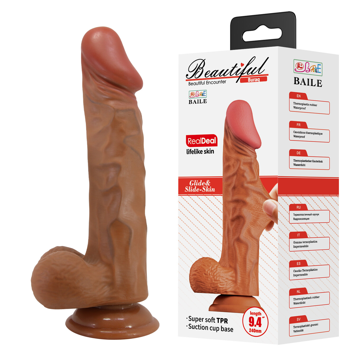 BW-008104NR-1 / Фаллоимитатор-реалистик с мошонкой, на присоске