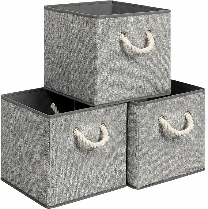 Коробка для хранения SONGMICS - набор из 3 шт, тканевые, без крышки, серый, 30 x 30 x 30 см, RFB016G01