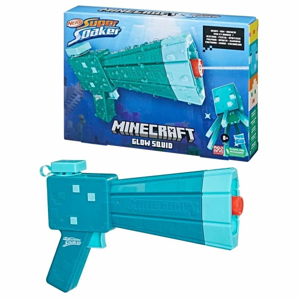 Игрушечное оружие HASBRO Nerf Super Soaker Minecraft Glow Squid - Водный бластер Майнкрафт - Нерф F7600
