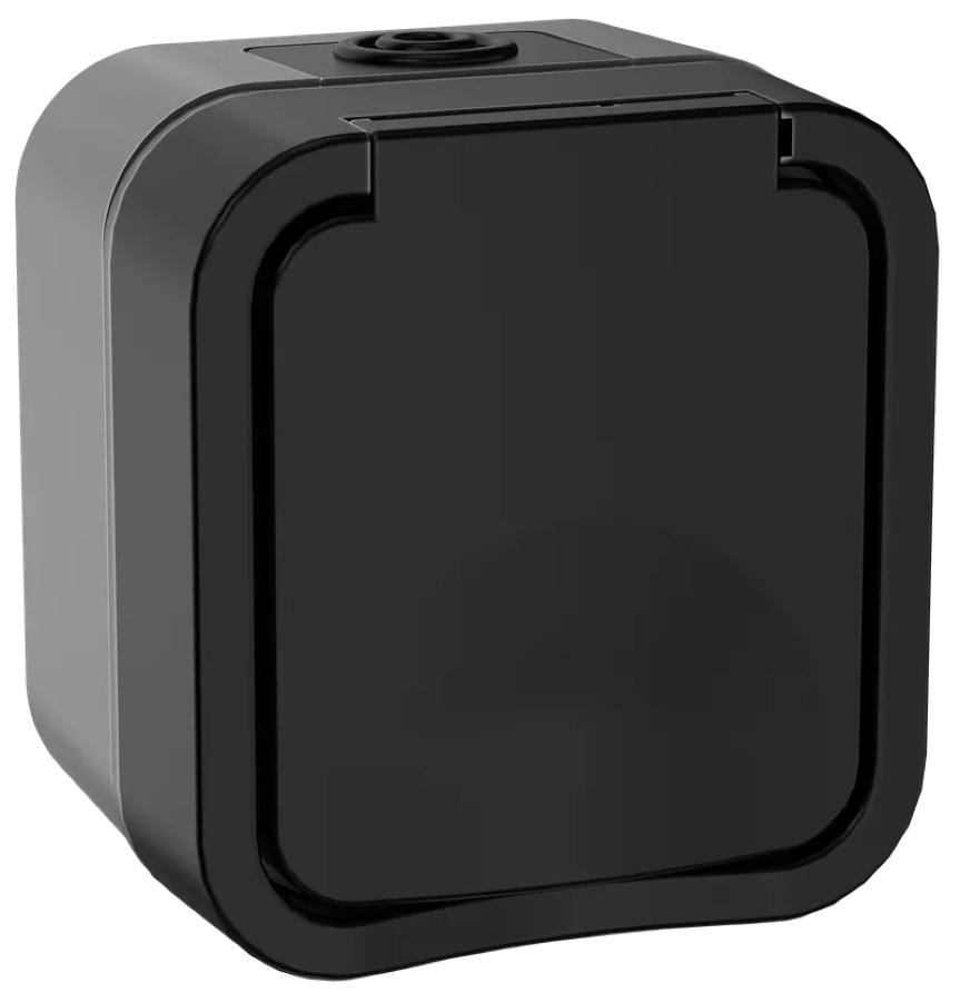 Розетка силовая штепсельная IEK / ИЭК TORS TS120, 16А 250В IP55, графит, с заземляющим контактом и крышкой, TS-R16-16-55-K53