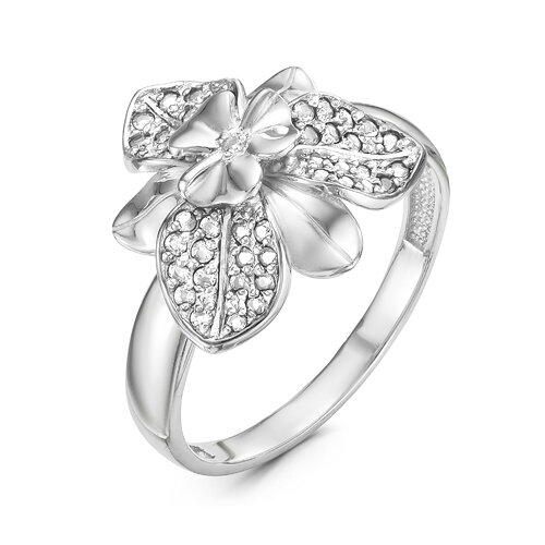 Перстень, серебро, 925 проба, родирование, фианит