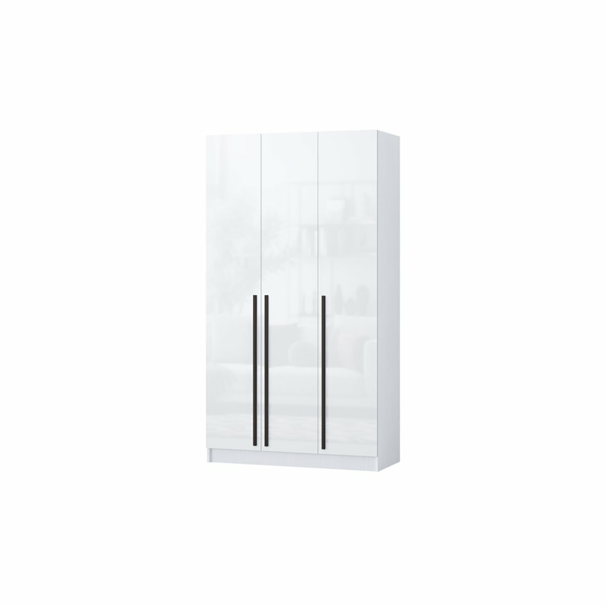 Шкаф "Бастион " 1,2 метра , цвет корпус Белый древесный/ Фасады Белый глянец, 3 двери, материал ЛДСП