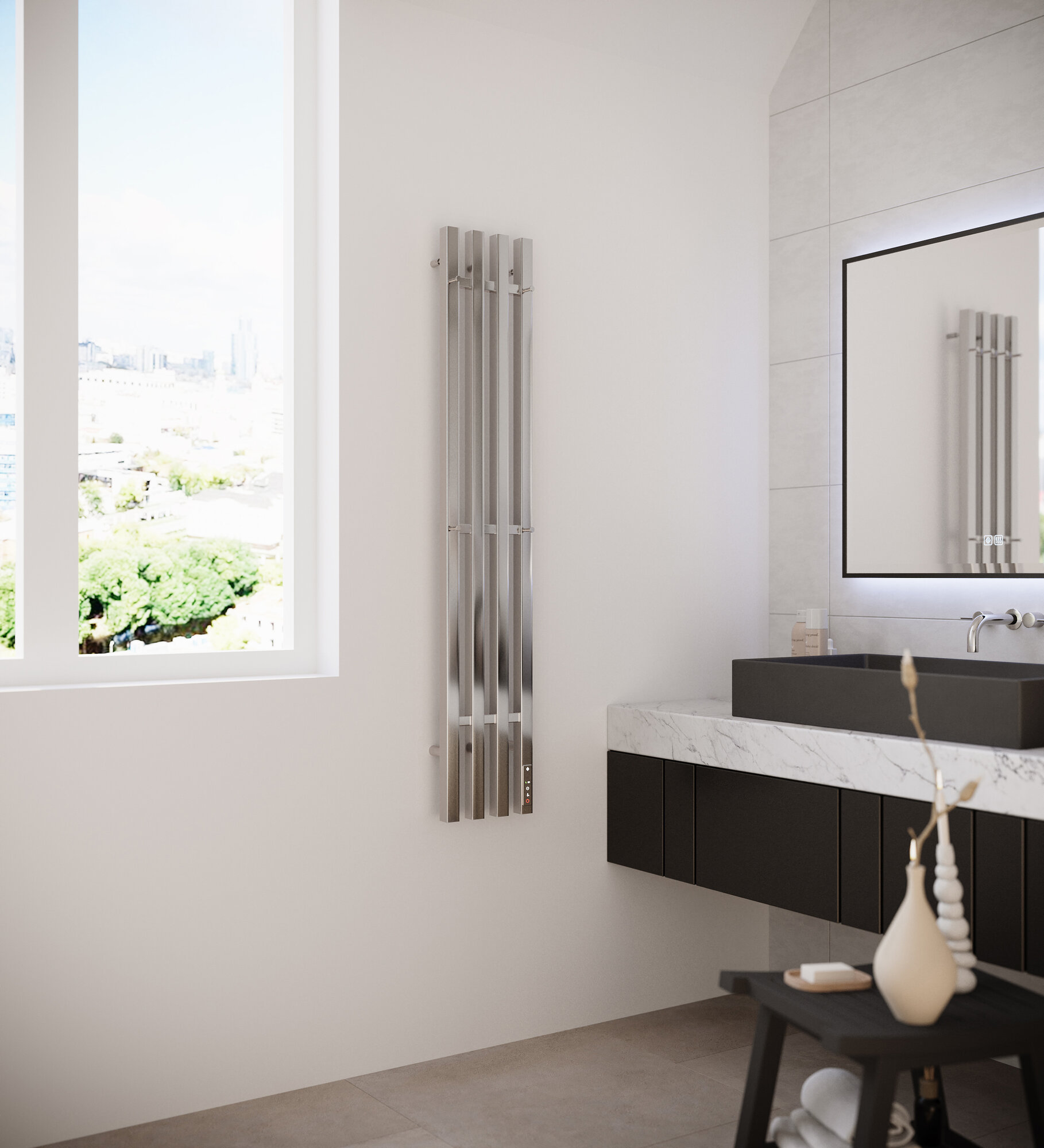 Полотенцесушитель электрический TERMINUS (Терминус) Стойка QUATRO профиль 1200 мм