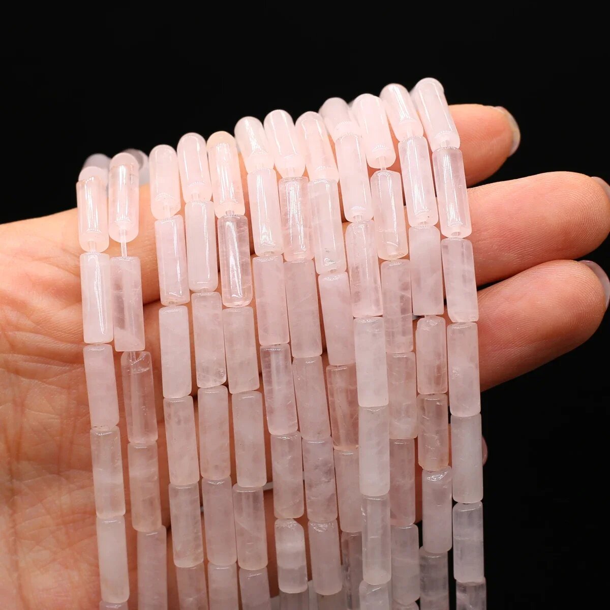 Бусины из агата, цилиндрические Розовый, Pink Crystal