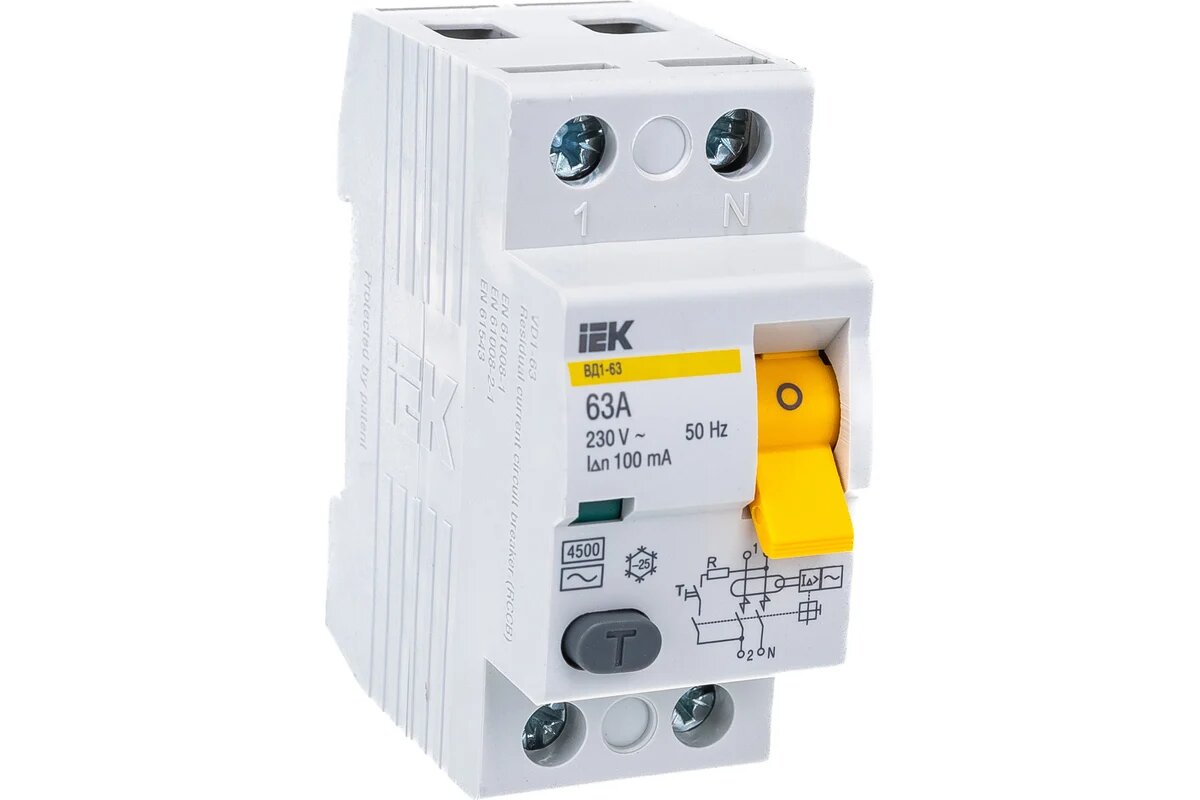 IEK УЗО MDV10-2-063-100 ВД1-63дифференциальный автомат защиты от токов утечки
