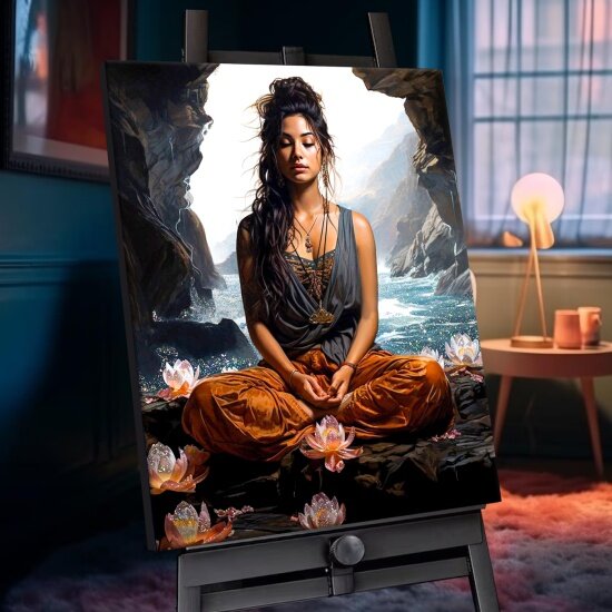 Картина по номерам с кристаллами из хрусталя Molly BSH0003 Медитация на берегу океана 40х50 см