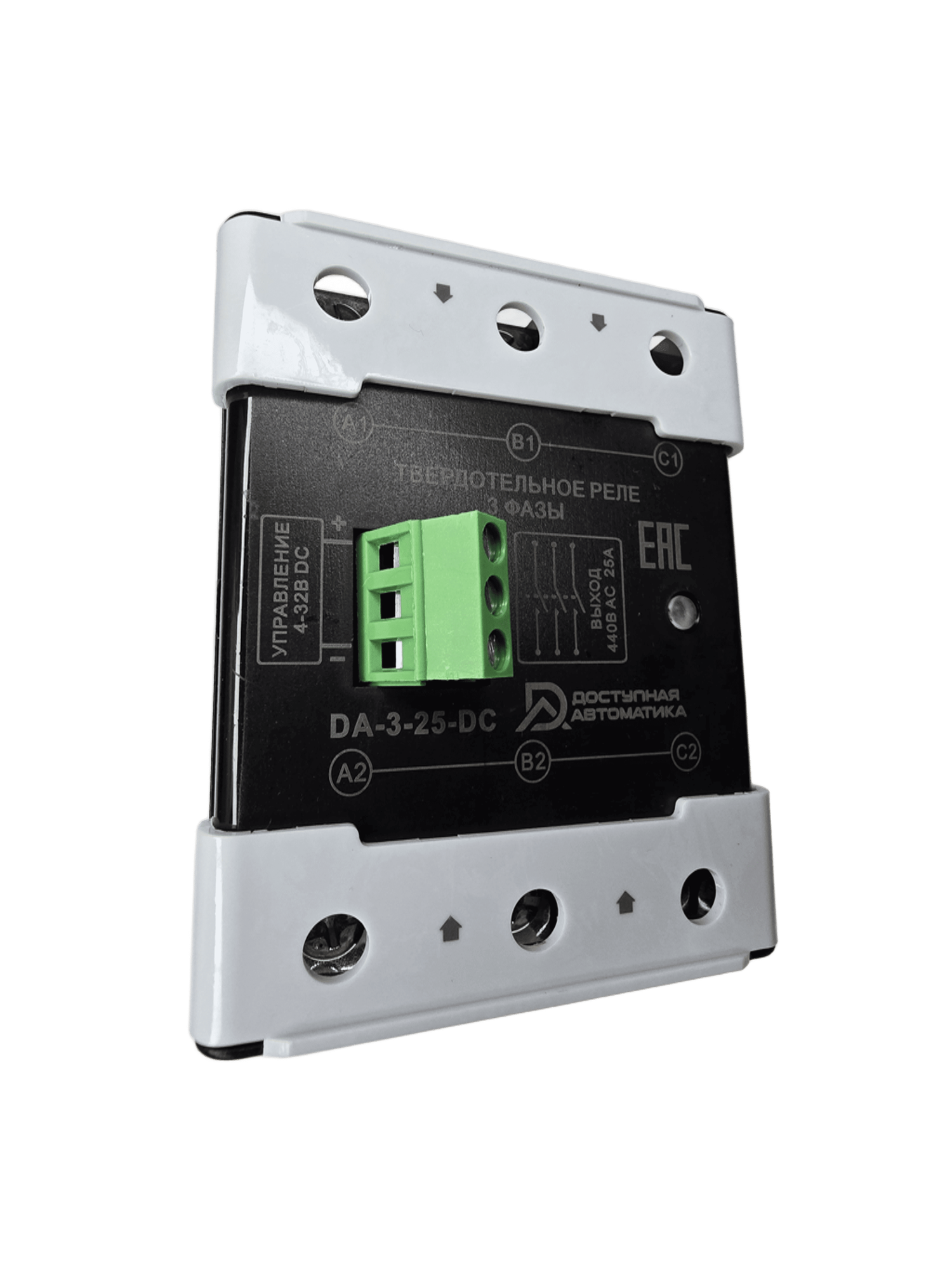 DA-3-25-DC Твердотельное реле 3 фазы 24-440В AC 25А, управление 4-32В DC