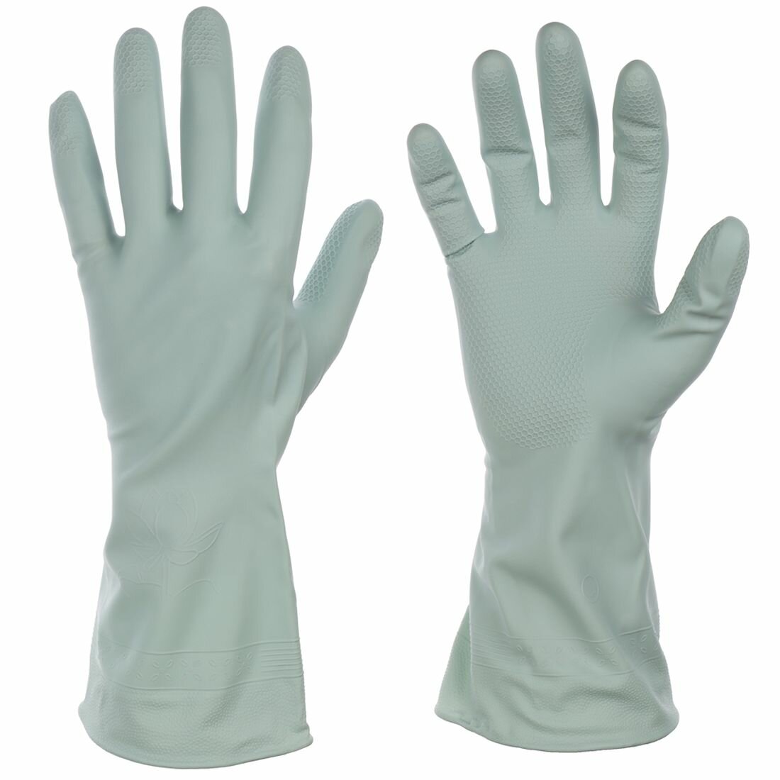Перчатки хозяйственные, прочные, размер M, серо-голубые, ПВХ Vetta
