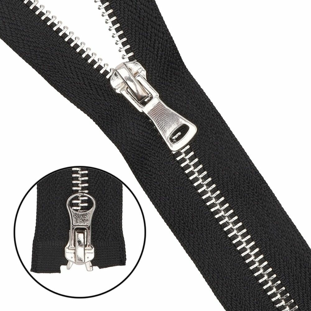 Молния айрис металл-никель, 70 см 580 черный, 5 шт