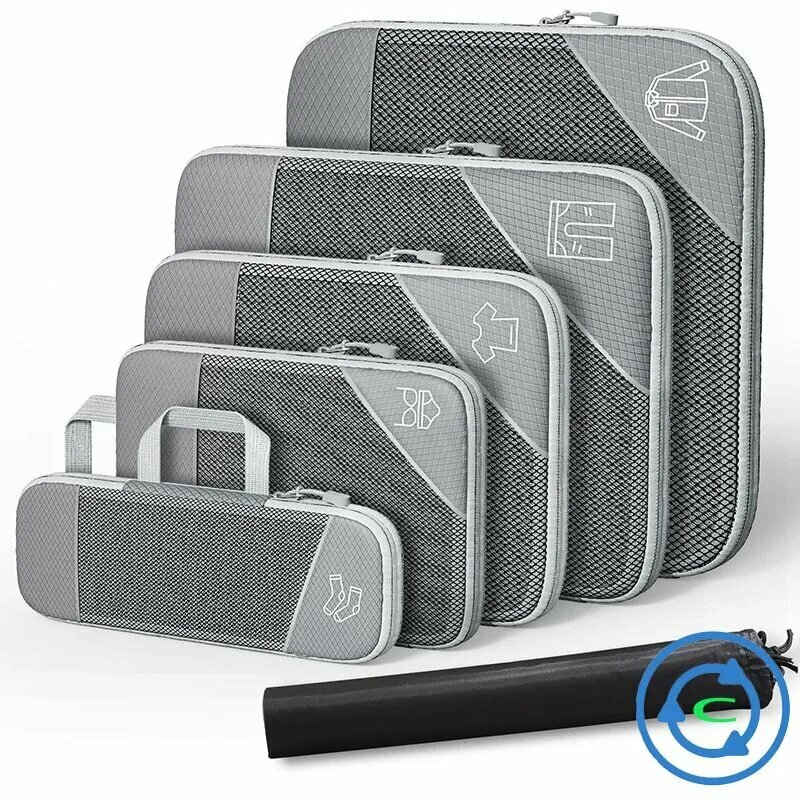 Система хранения вещей, в чемодане, компрессионная, серый комплект